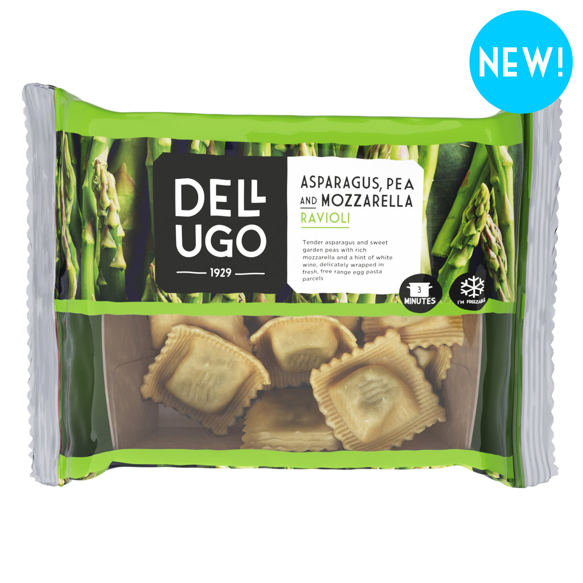 Asparagus, Pea and Mozzarella Ravioli (V)